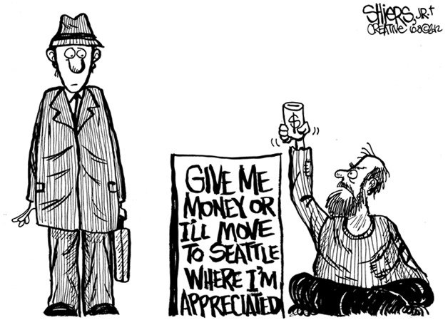 Panhandler appreciated in Seattle | Cartoon | Bothell-Kenmore Reporter