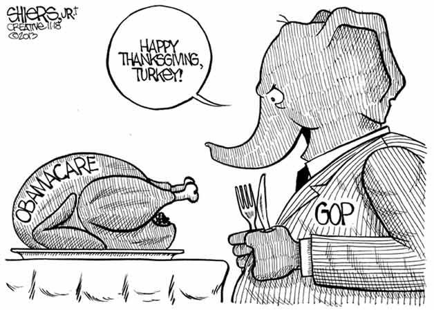 Happy Thanksgiving turkey! GOP to Obamacare | Cartoon - Bothell-Kenmore ...