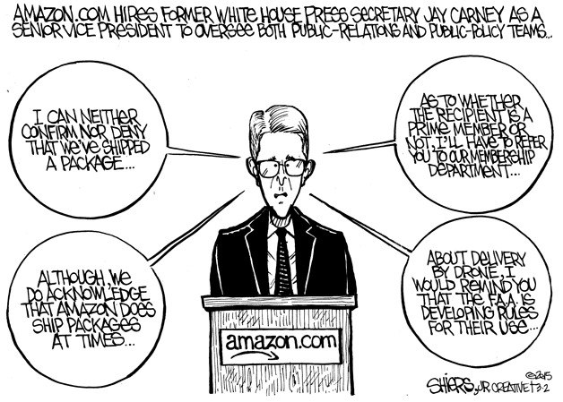 Jay Carney will oversee public relations for Amazon.com | Cartoon ...